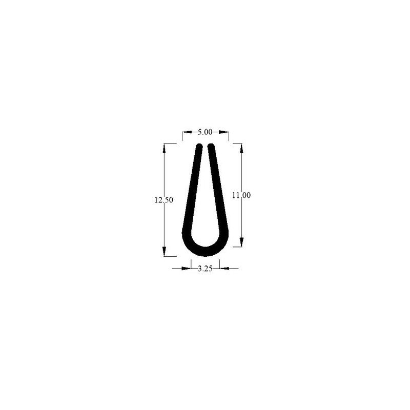 Profil en U bord de tôle PVC/CHROME 12,5 mm vendu au mètre