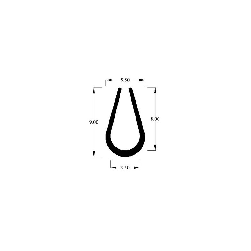 Profil en U bord de tôle PVC/ALU 9 mm vendu au mètre